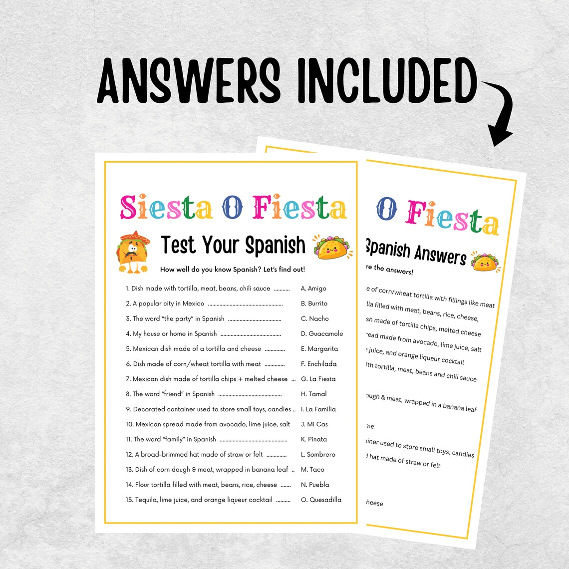Spanish Trivia, Test Your Spanish Trivia, Taco Tuesday Games, Cinco De ...