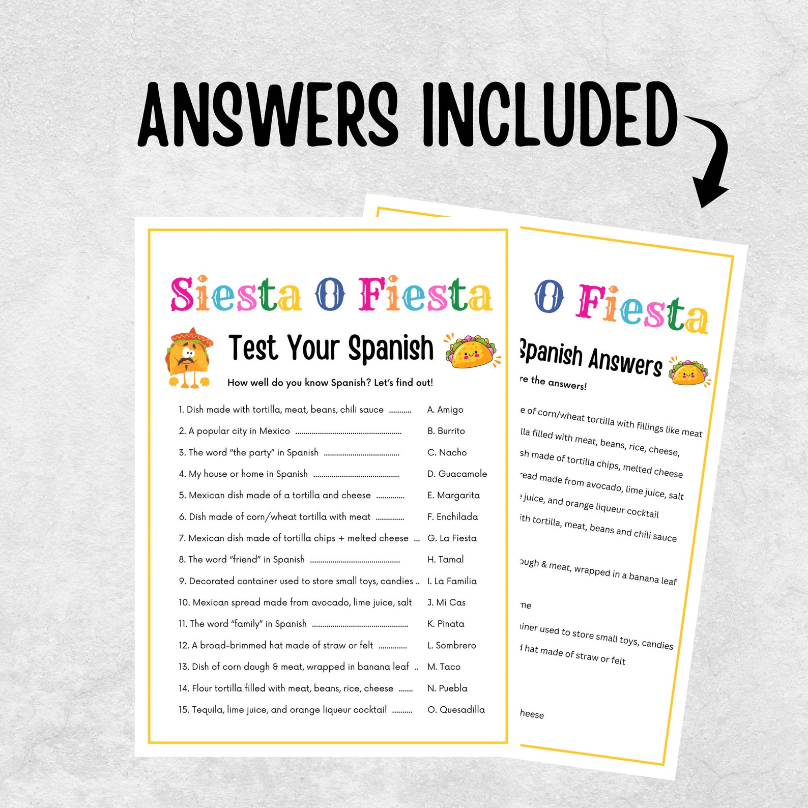 Spanish Trivia, Test Your Spanish Trivia, Taco Tuesday Games, Cinco De ...