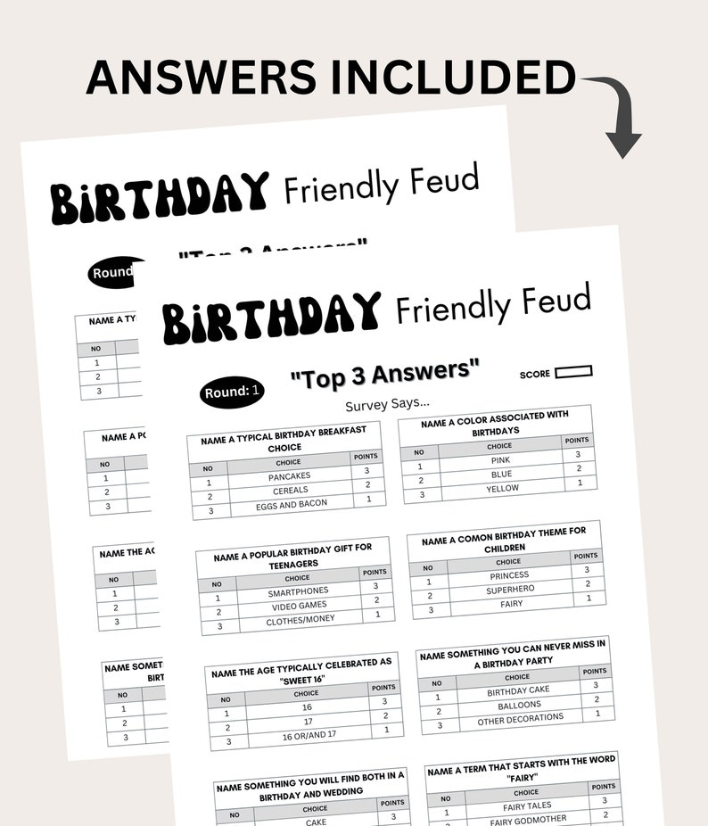 Birthday Feud, Birthday Friendly Feud, Birthday Family Feud, Birthday ...