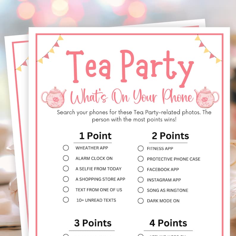 Tea Party Games, What's on Your Phone, Ladies Tea Party Games, Garden ...