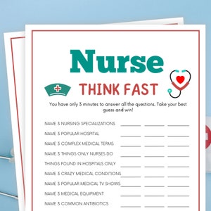 Nurse Games, Think Fast, Nurse Trivia, Nurse Party Games, Nurse ...
