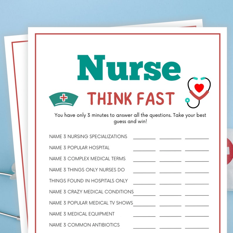Nurse Games, Think Fast, Nurse Trivia, Nurse Party Games, Nurse ...