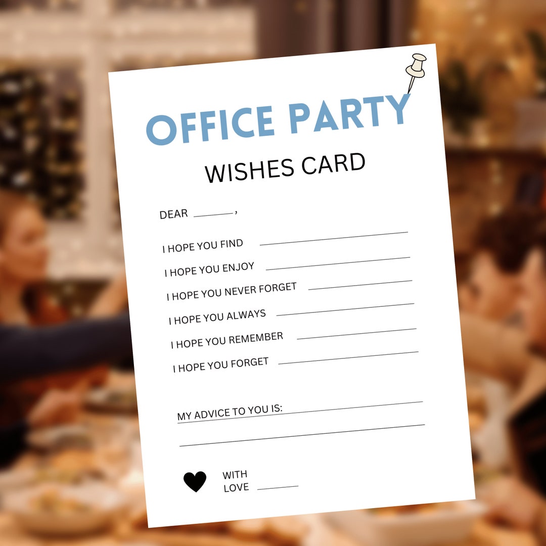 Office Party Wishes Card, Office Party Games, Work Party Games, Staff ...