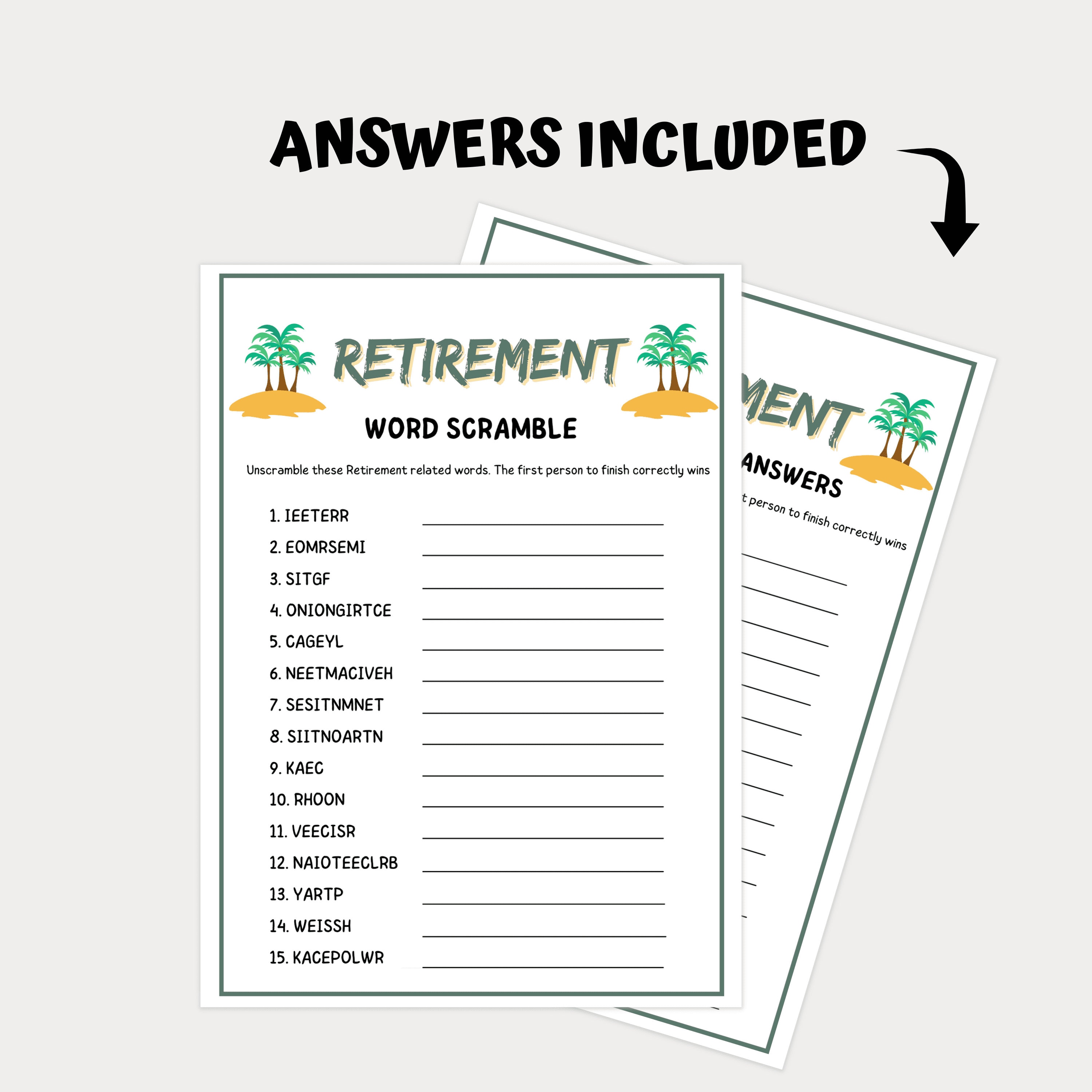 Retirement Party Games, Retirement Word Scramble Game, Retirement Game ...