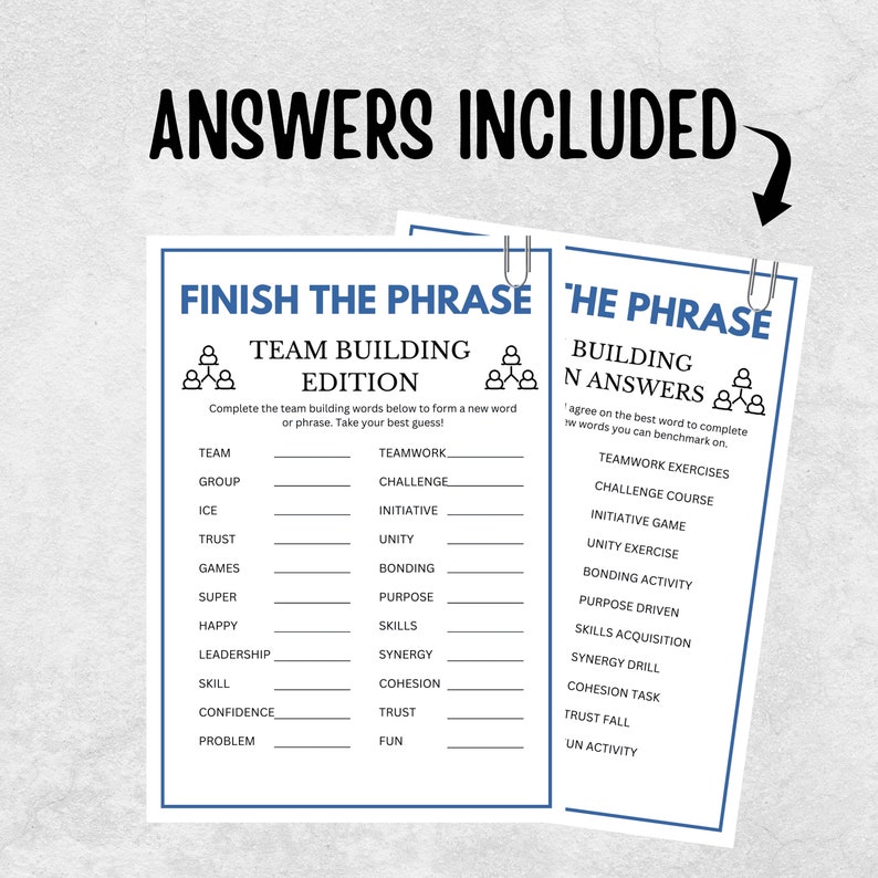 Team Building Games, Finish the Phrase, Team Building Activity for ...