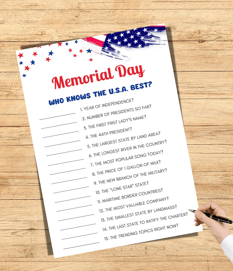 Memorial Day Games, Who Knows the USA Best?, Memorial Day Party Games ...