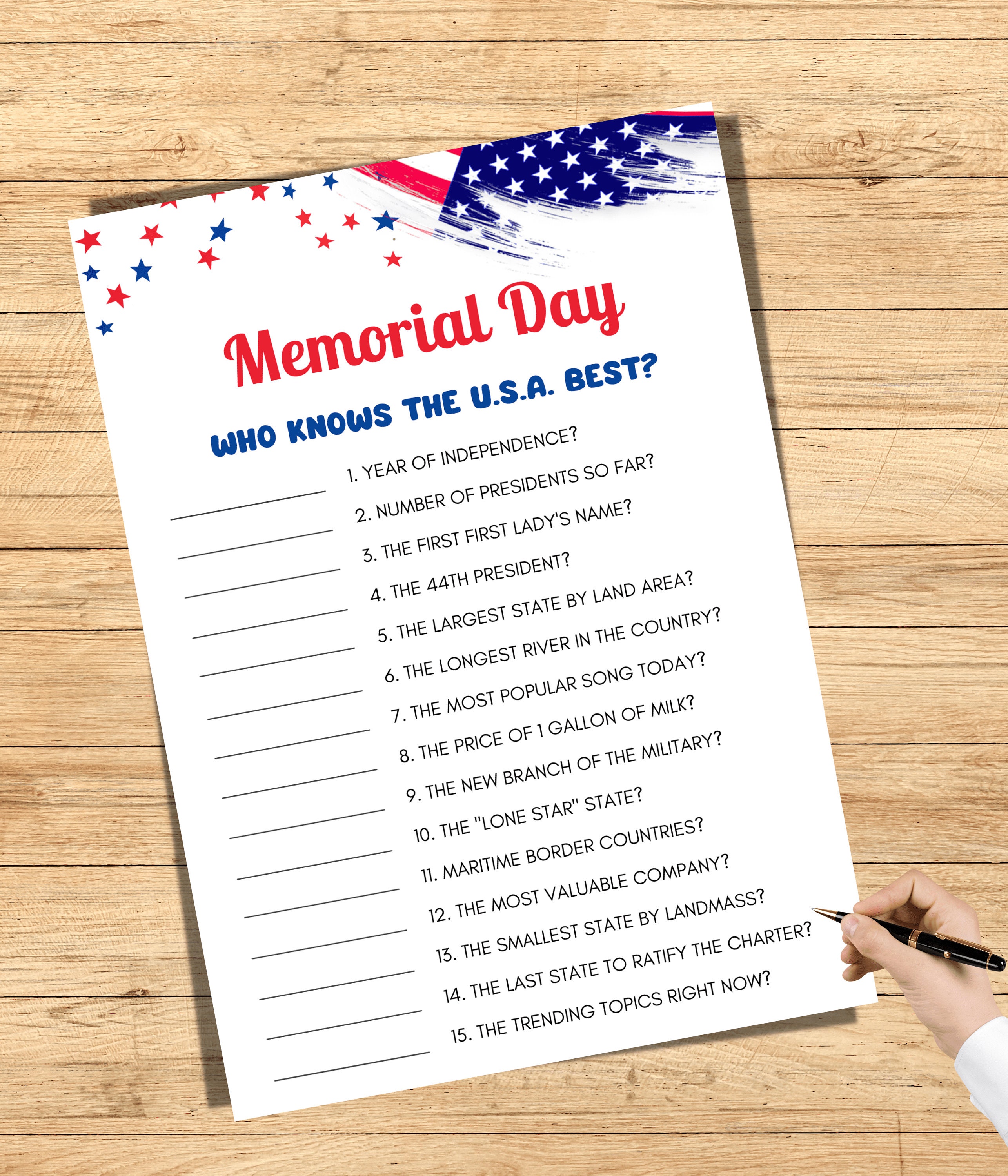 Memorial Day Games, Who Knows the USA Best?, Memorial Day Party Games ...