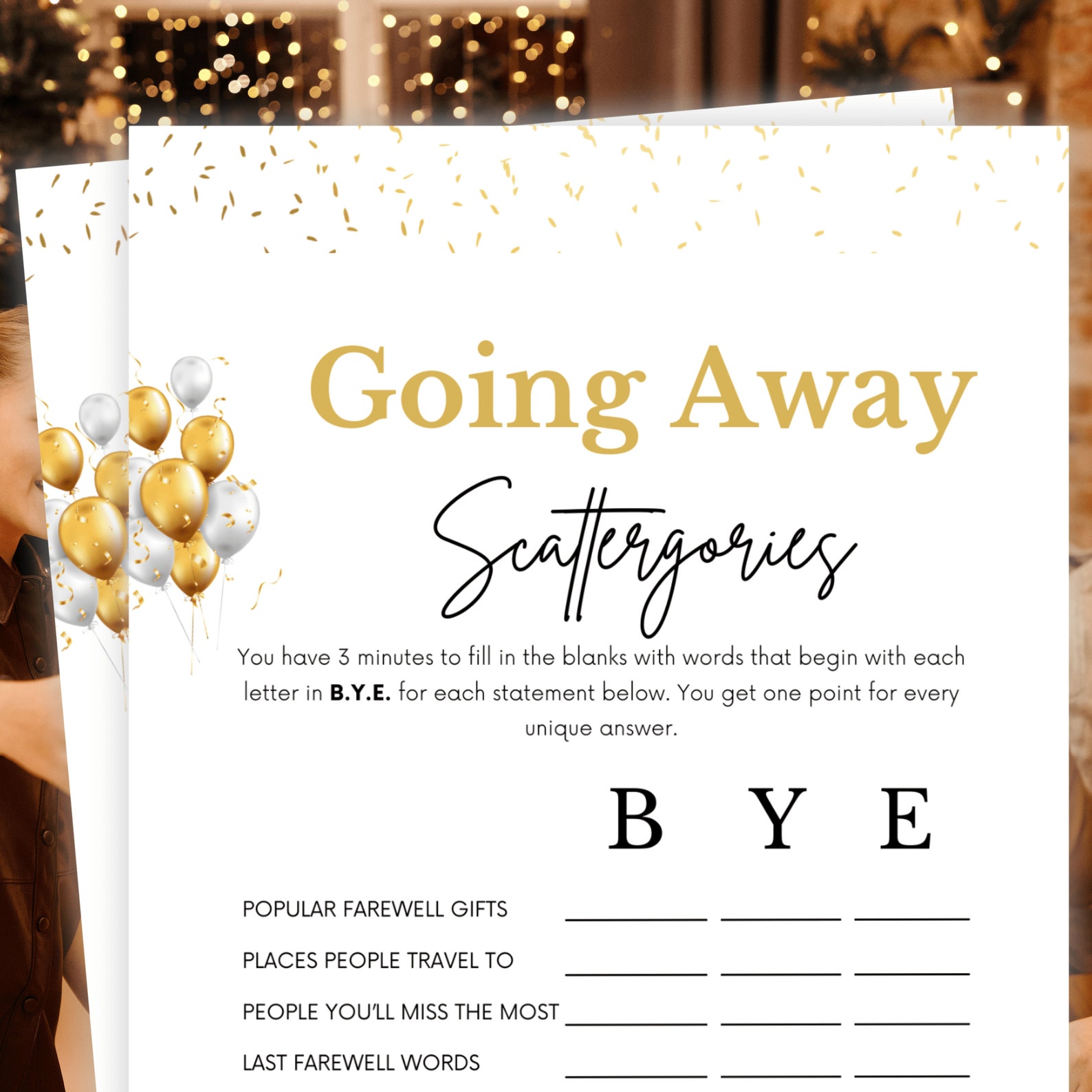 Going Away Party Games, Scattergories, Going Away Games, Farewell Party ...