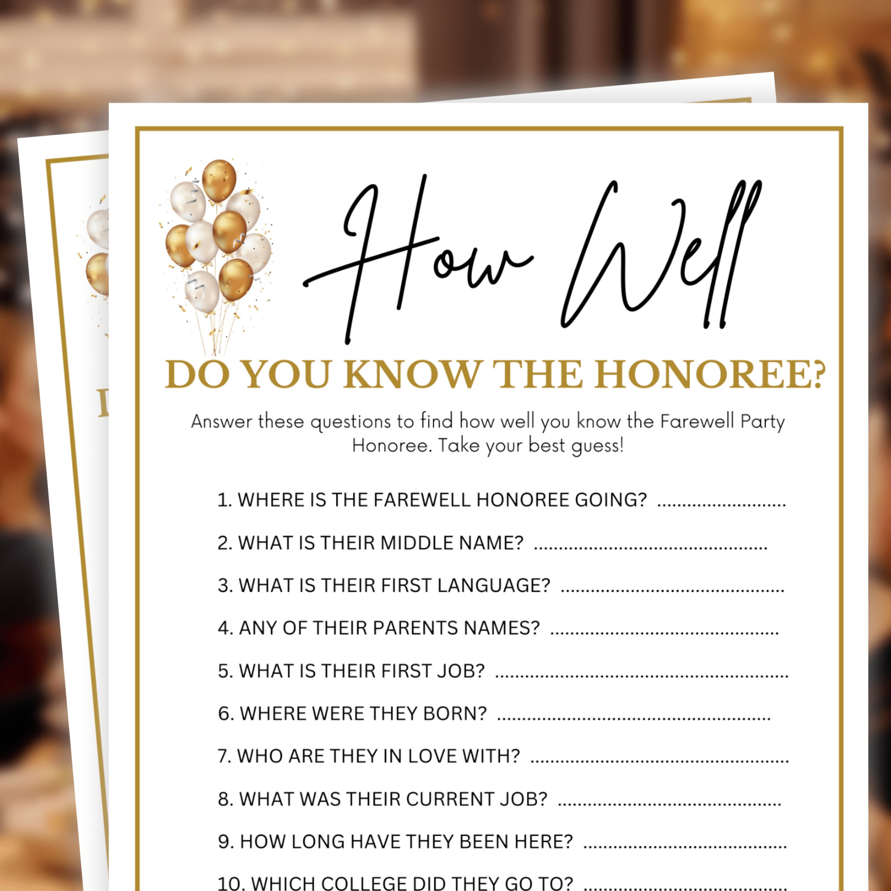 Farewell Party Trivia, How Well Do You Know the Farewell Honoree ...