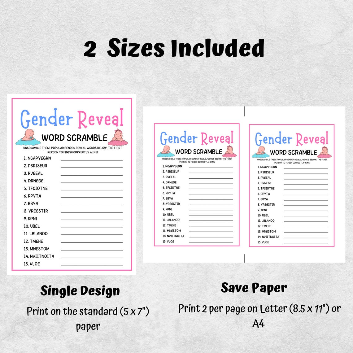 Gender Reveal Games, Word Scramble, Gender Reveal Party Games, Boy or ...