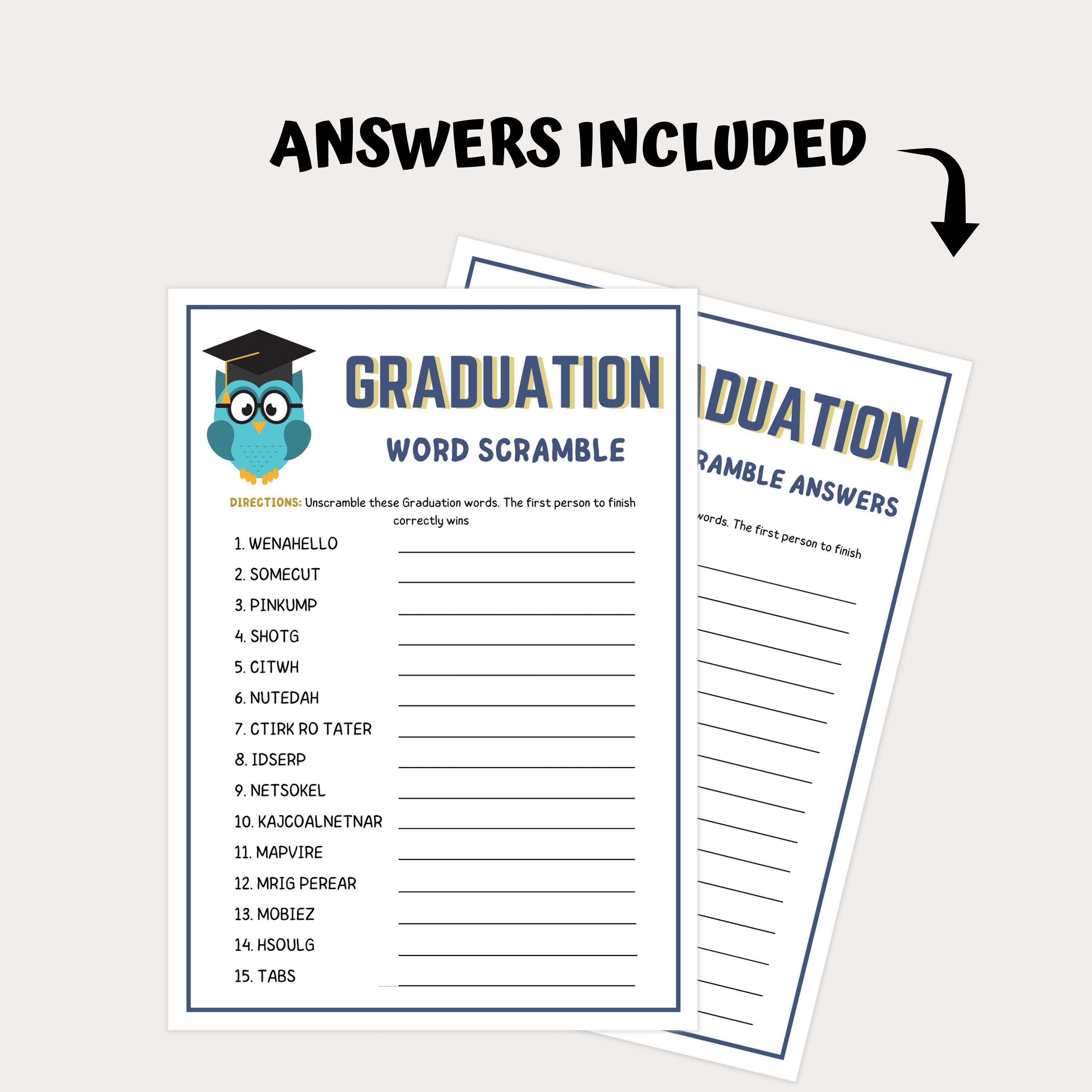 Graduation Party Games, Graduation Word Scramble, Graduation Games ...