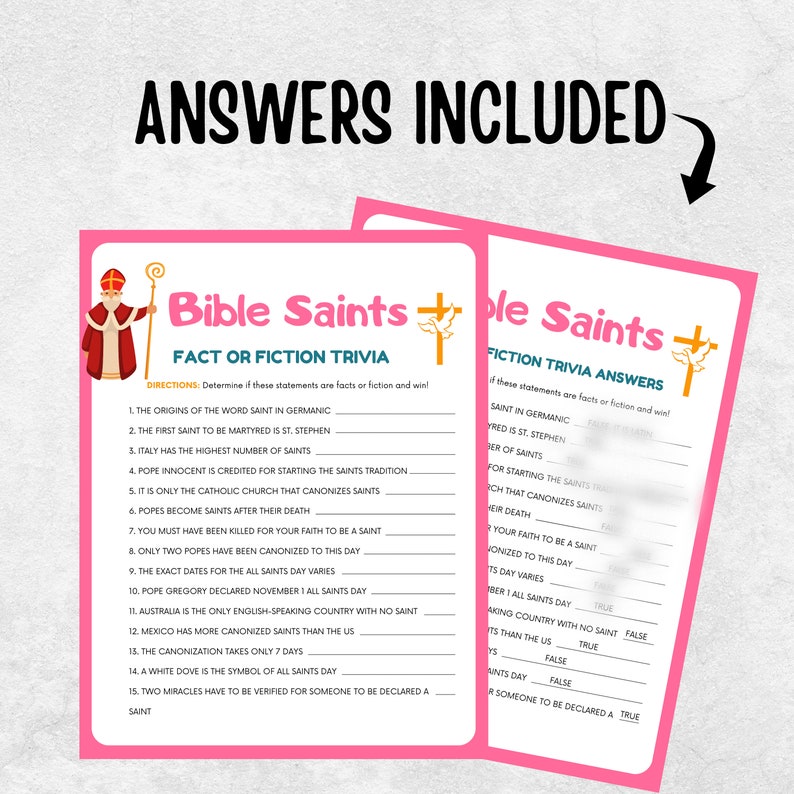 Bible Games, Saints Fact or Fiction, Bible Games, Bible Study Games ...