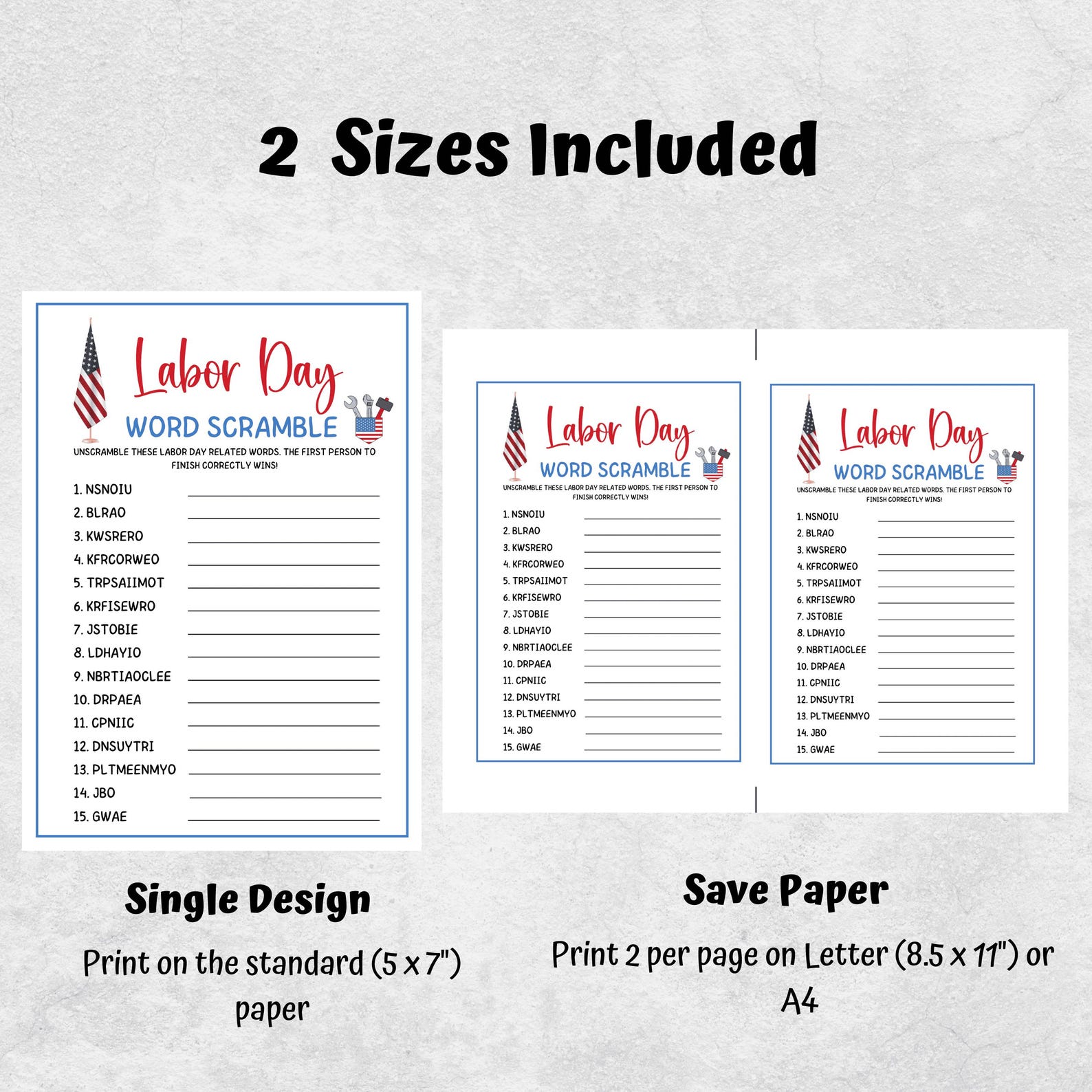 Labor Day Games, Word Scramble, Labor Day Games for Kids and Adults ...