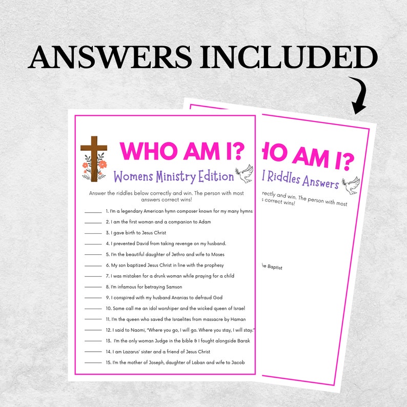Womens Ministry Riddles, Who Am I, Women's Ministry Games, Womens ...