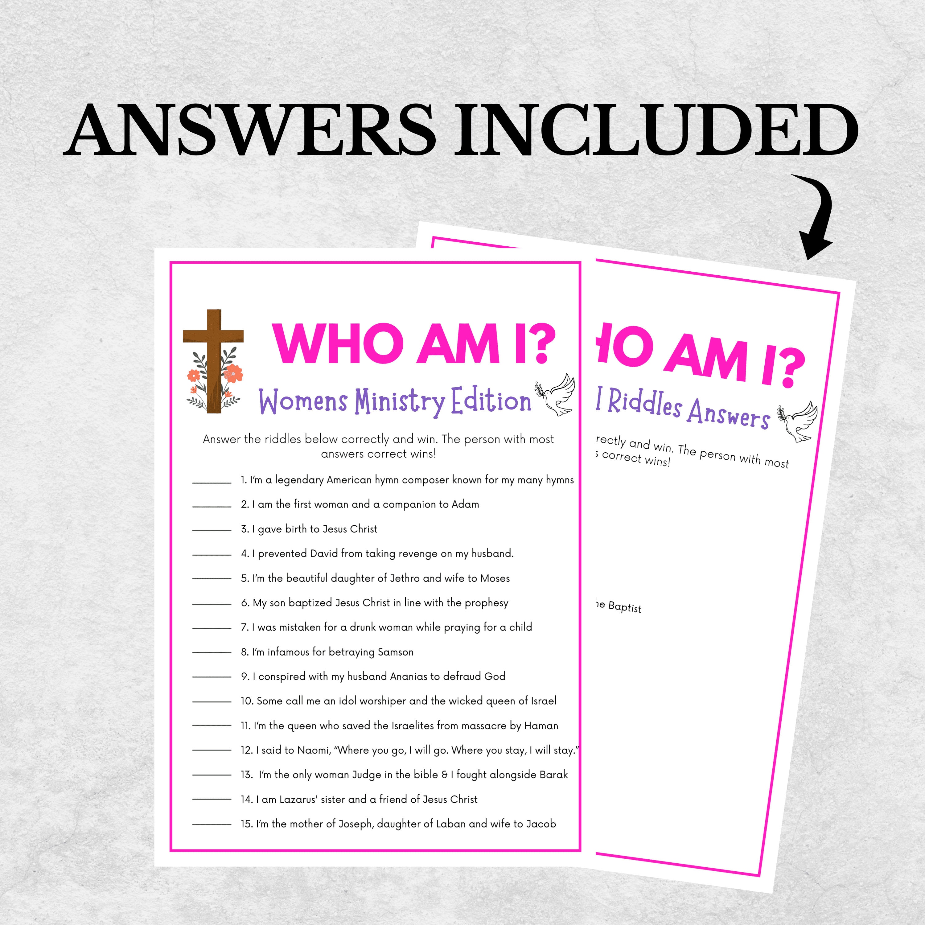 Womens Ministry Riddles, Who Am I, Women's Ministry Games, Womens ...