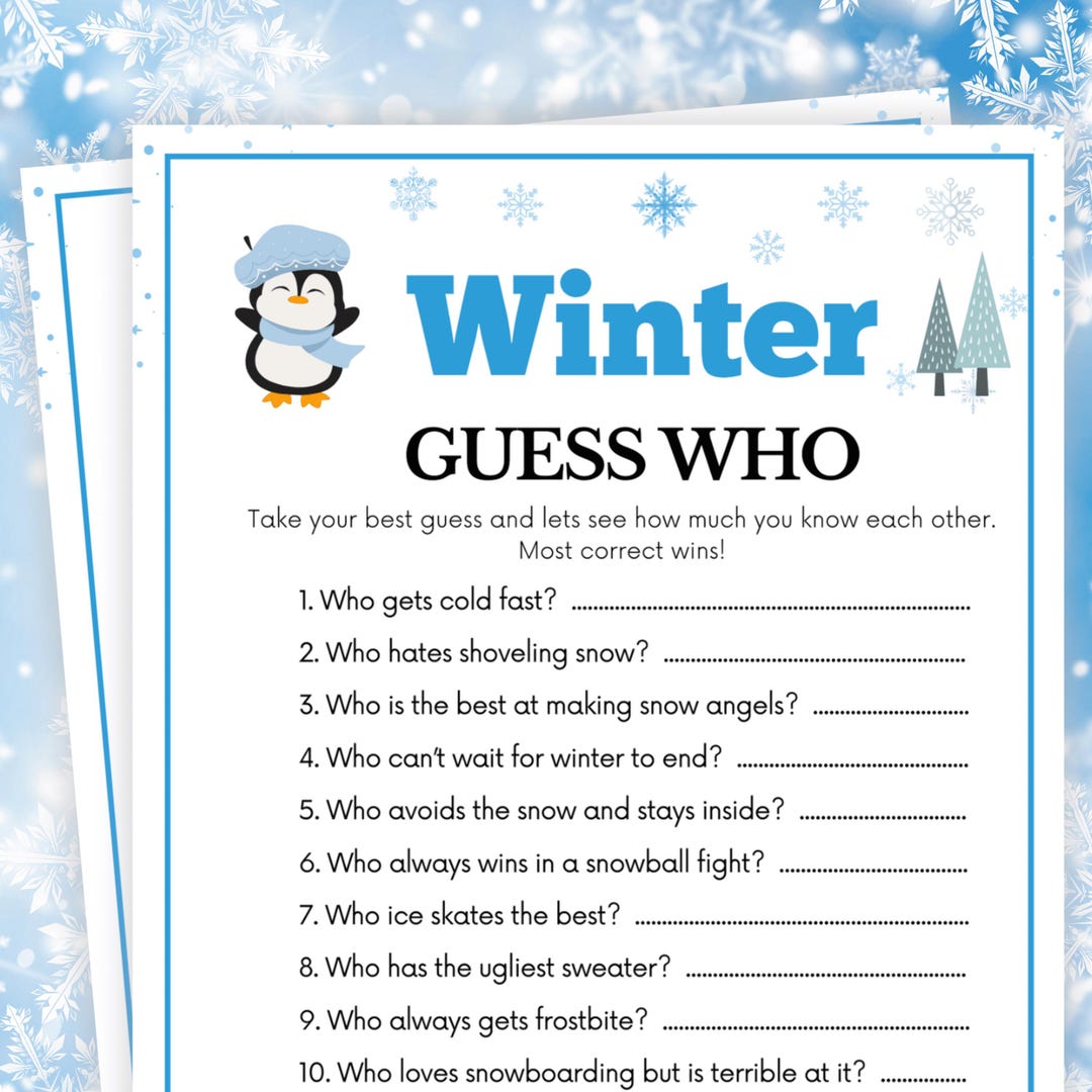 Winter Games, Guess Who, Get to Know You Game, Winter Party Games ...