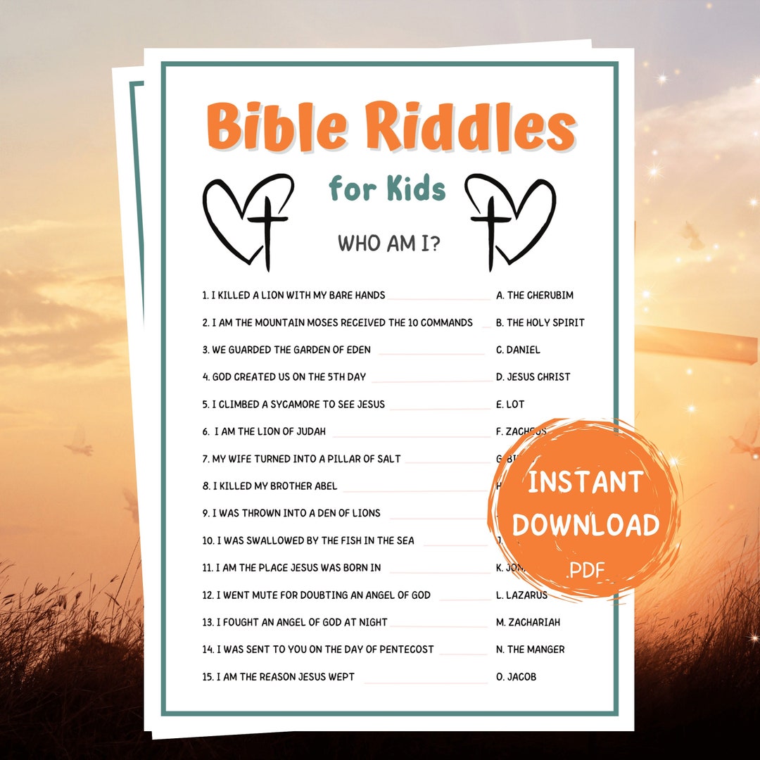 Bible Games Who Am I Bible Riddles for Kids, Sunday School Games, Kids ...