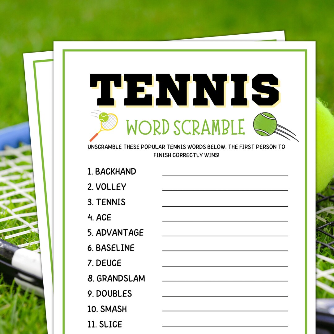 Tennis Games, Tennis Word Scramble, Tennis Party Games, Tennis Themed ...