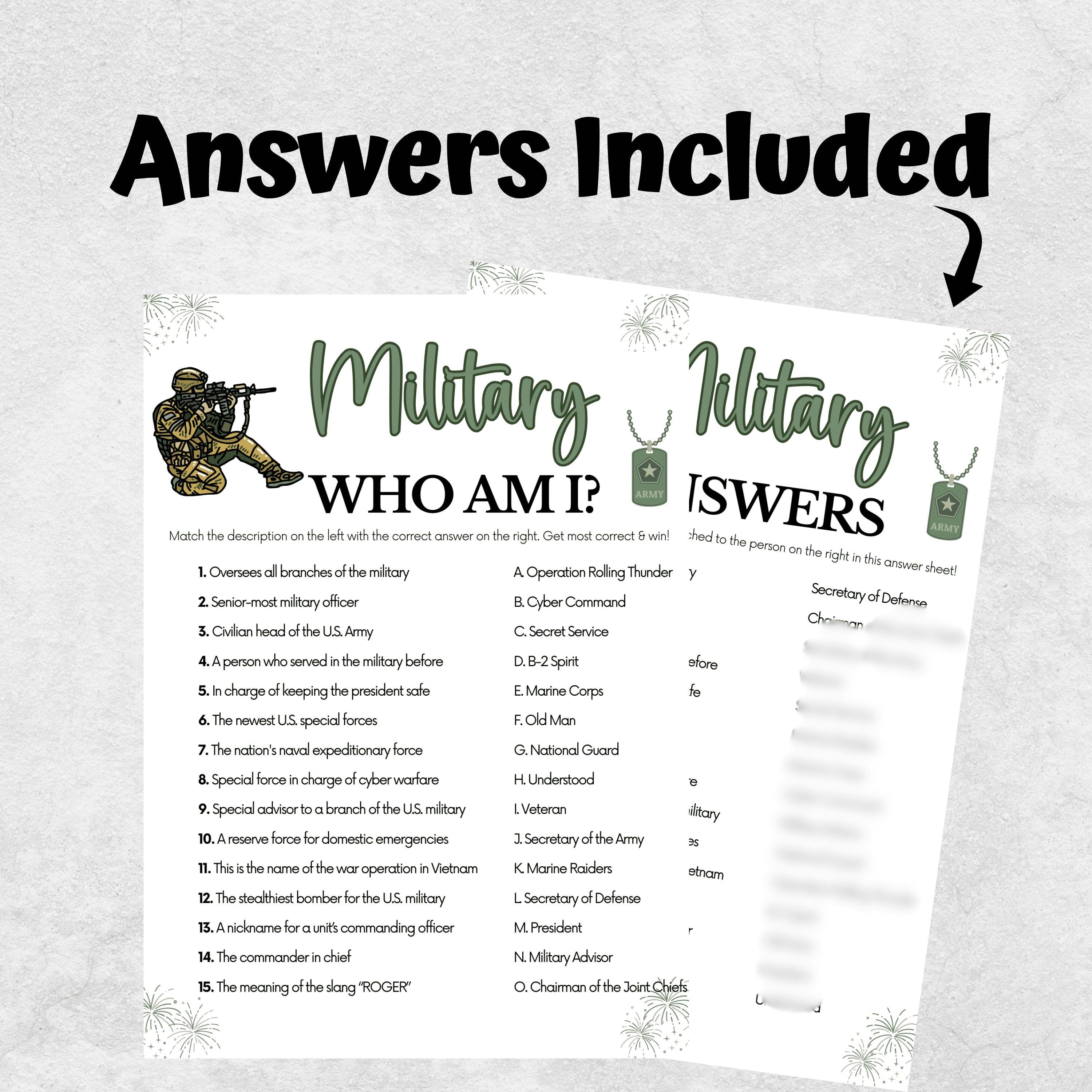 Patriotic Party Games, Military Riddles, Who Am I Riddles, Military ...