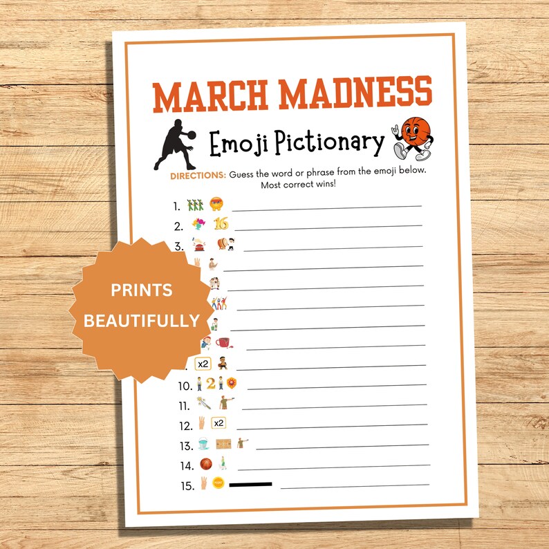 March Madness Emoji Pictionary, March Madness Games, Basketball Theme ...