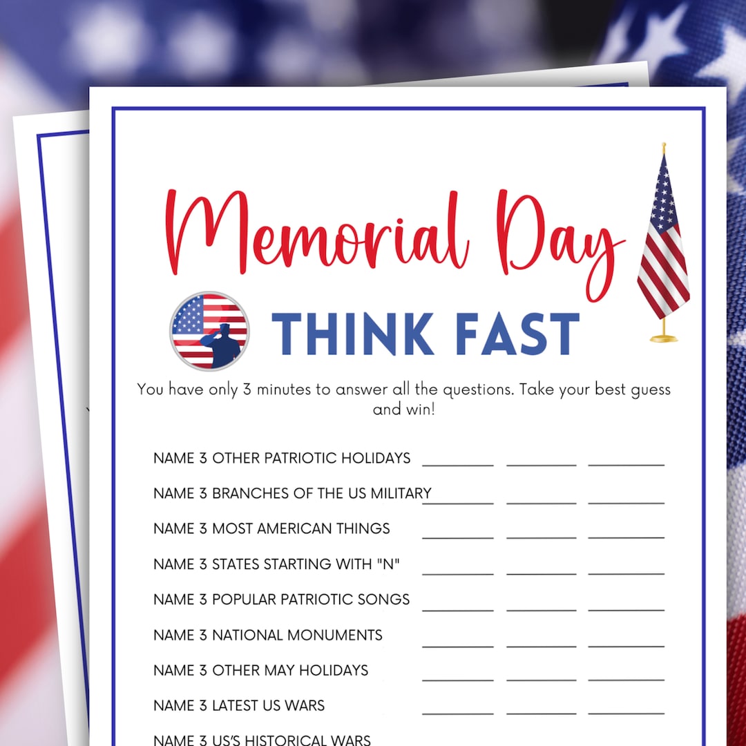 Memorial Day Games, Think Fast, Memorial Day Trivia, Memorial Day Games ...