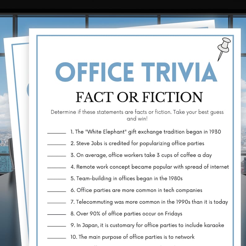 Office Trivia, Office Fact or Fiction Trivia, Work Party Games, Happy ...