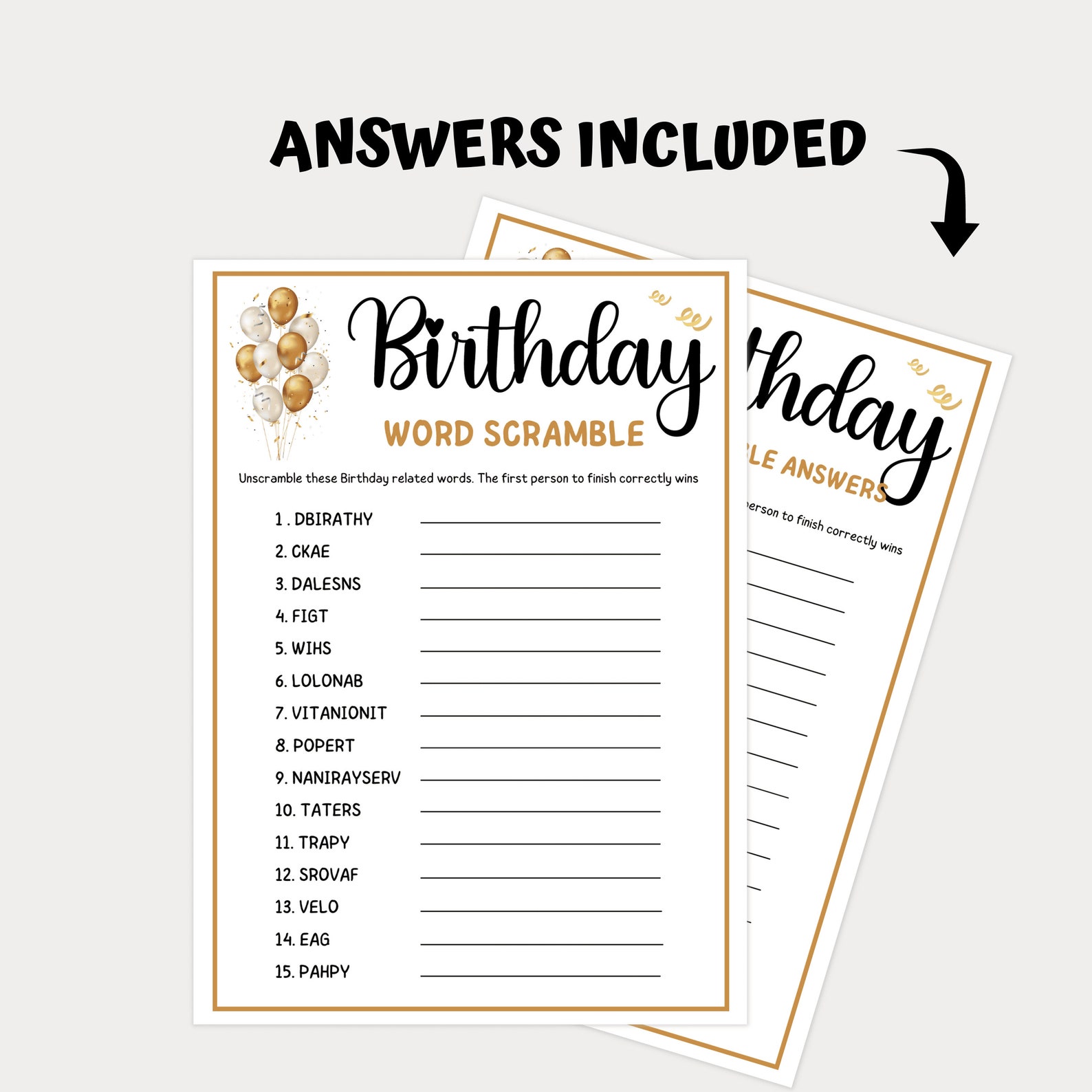 Birthday Games, Word Scramble, Birthday Party Games, Birthday Word ...