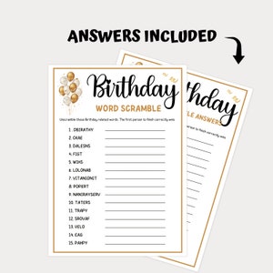 Birthday Games, Word Scramble, Birthday Party Games, Birthday Word ...