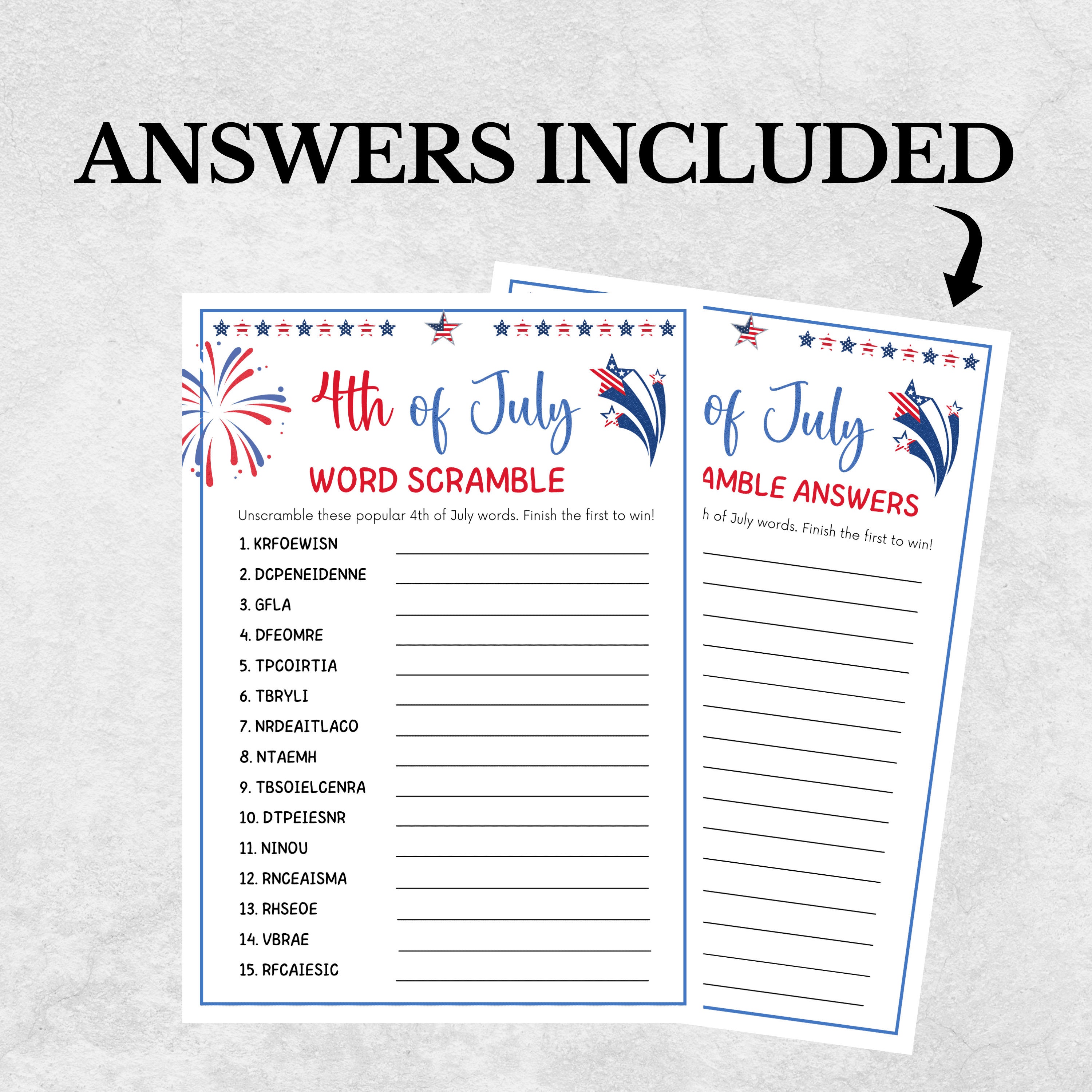 4th of July Games, Word Scramble, Independence Day Games, Patriotic ...