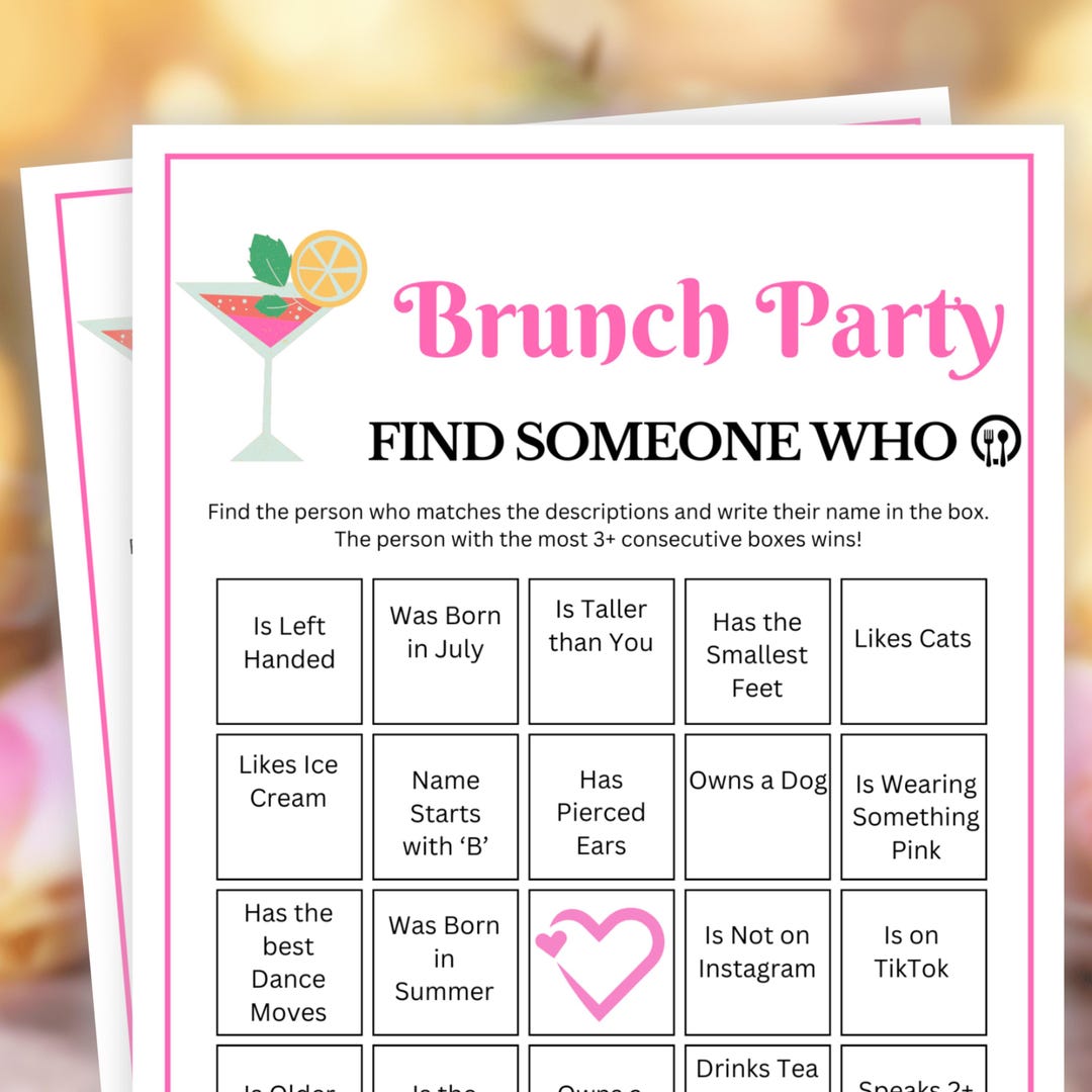 Brunch Party Games, Find Someone Who BINGO, Brunch Games, Birthday ...