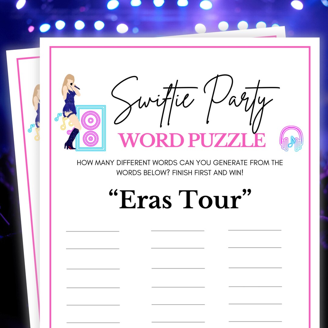 Taylor Swift Party Games, Word Puzzle, Eras Tour Party Games, Teen ...