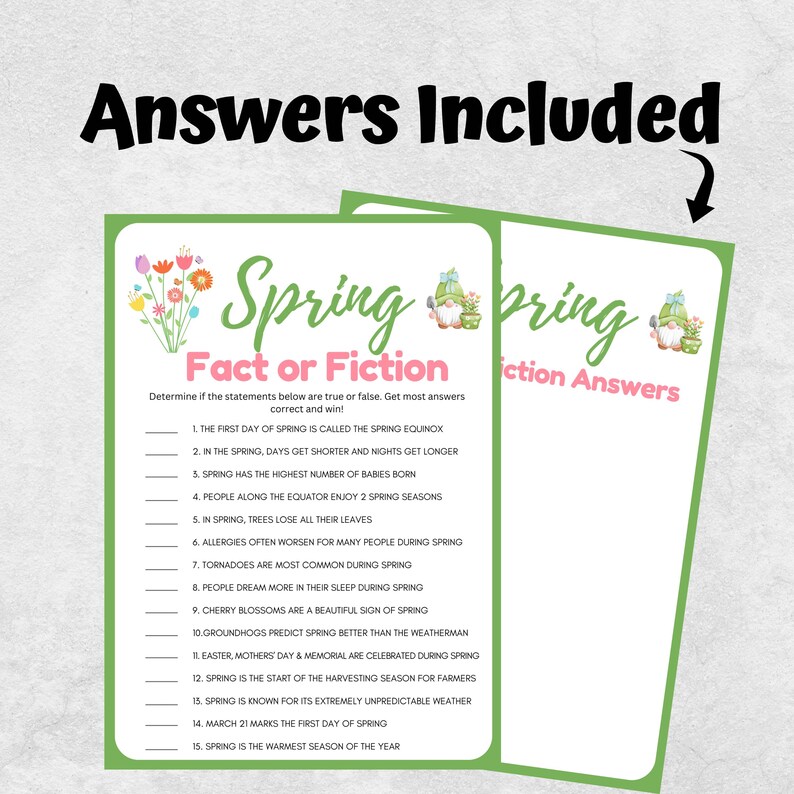 Spring Games, Fact or Fiction, Spring Games for Kids, Spring Party ...