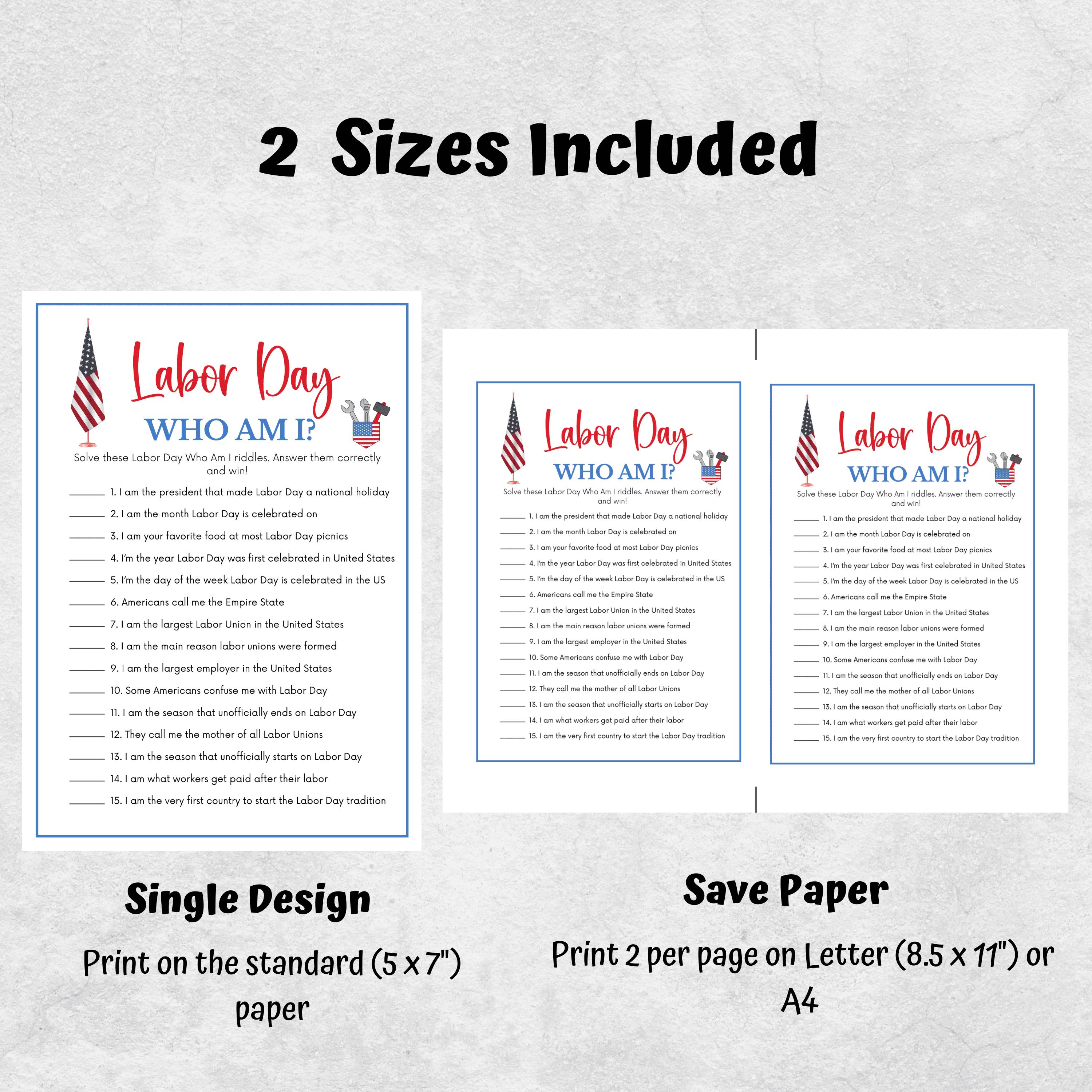 Labor Day Games, Labor Day Riddles, Who Am I, Labor Day Party Games ...