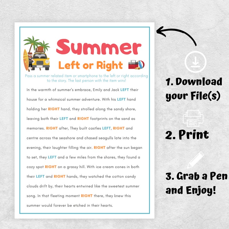 Summer Games, Left or Right Game, Summer Party Games, Summertime Games ...