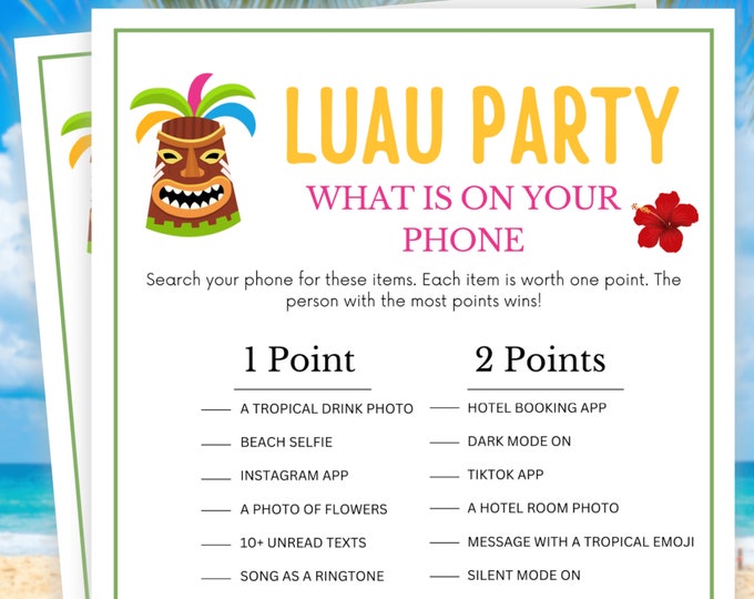 Luau Party Game Bundle, Printable Luau Games, Luau Party Games for ...