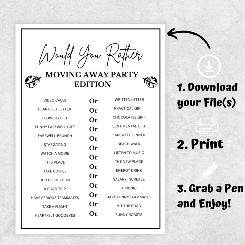 Going Away Party Games, Would You Rather, Going Away Games, Farewell ...