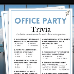 Office Party Trivia, Office Games, Office Party Games, Office Trivia, Work Party Games, Staff ...