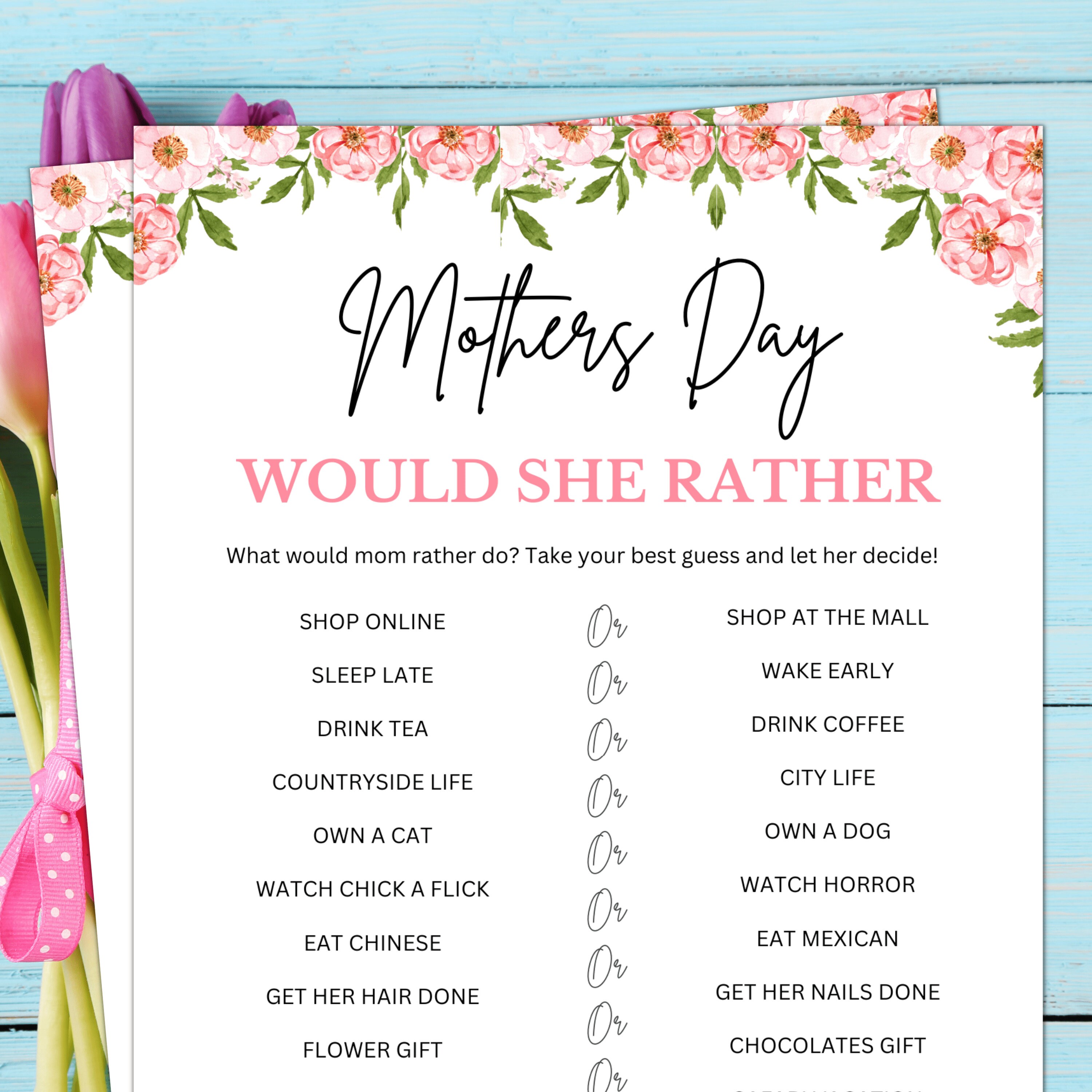 Mothers Day Games, Would You Rather, Mothers Day Party Games, Games for ...