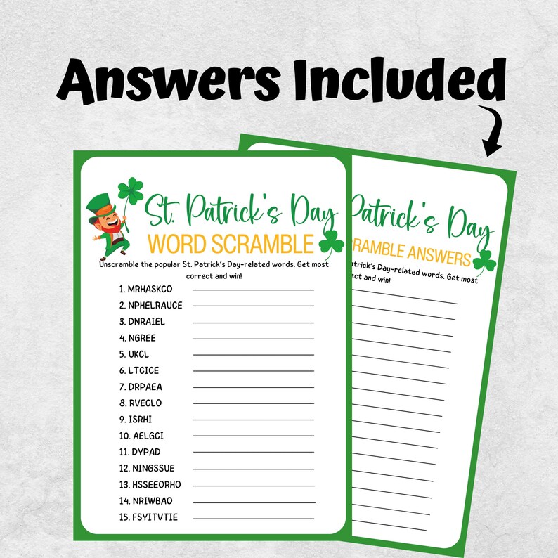 St Patricks Day Games, St Patricks Day Word Scramble, St. Patrick's Day ...