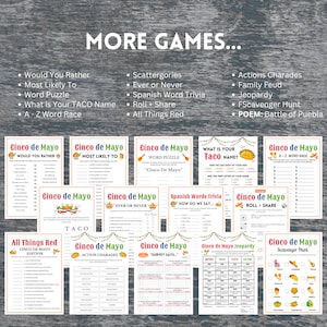 Cinco De Mayo Games Bundle, 35 Game SUPER Bundle, Cinco De Mayo Party ...
