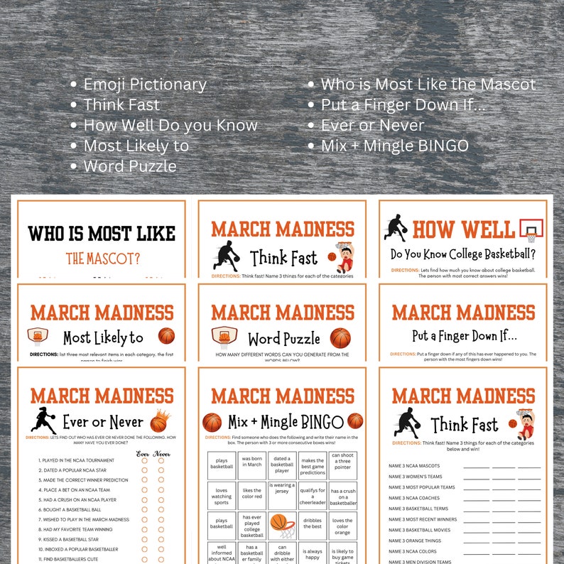 March Madness Games, 21 Games Super Bundle, College Basketball Party ...