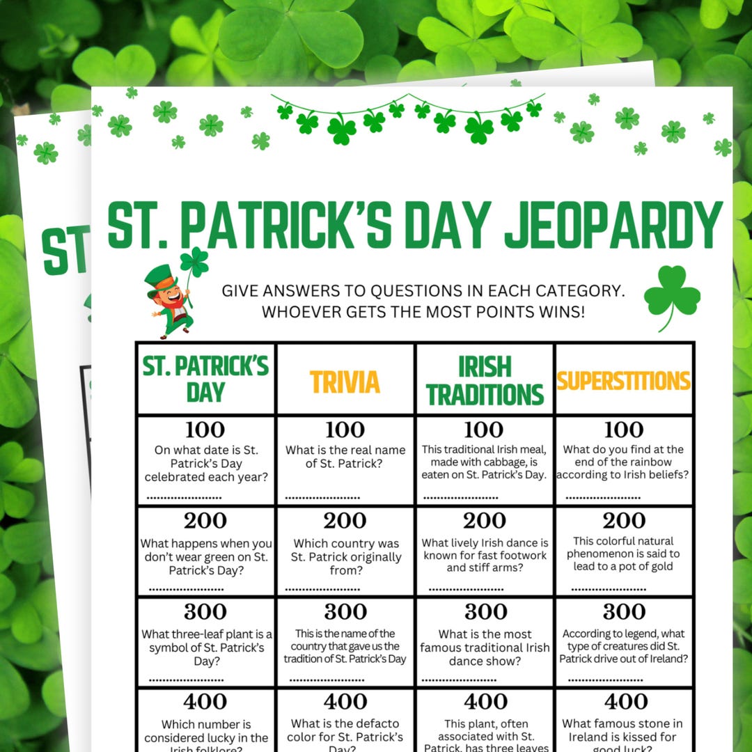 St Patricks Day Trivia, St Patricks Day Jeopardy, St Patricks Day Games ...