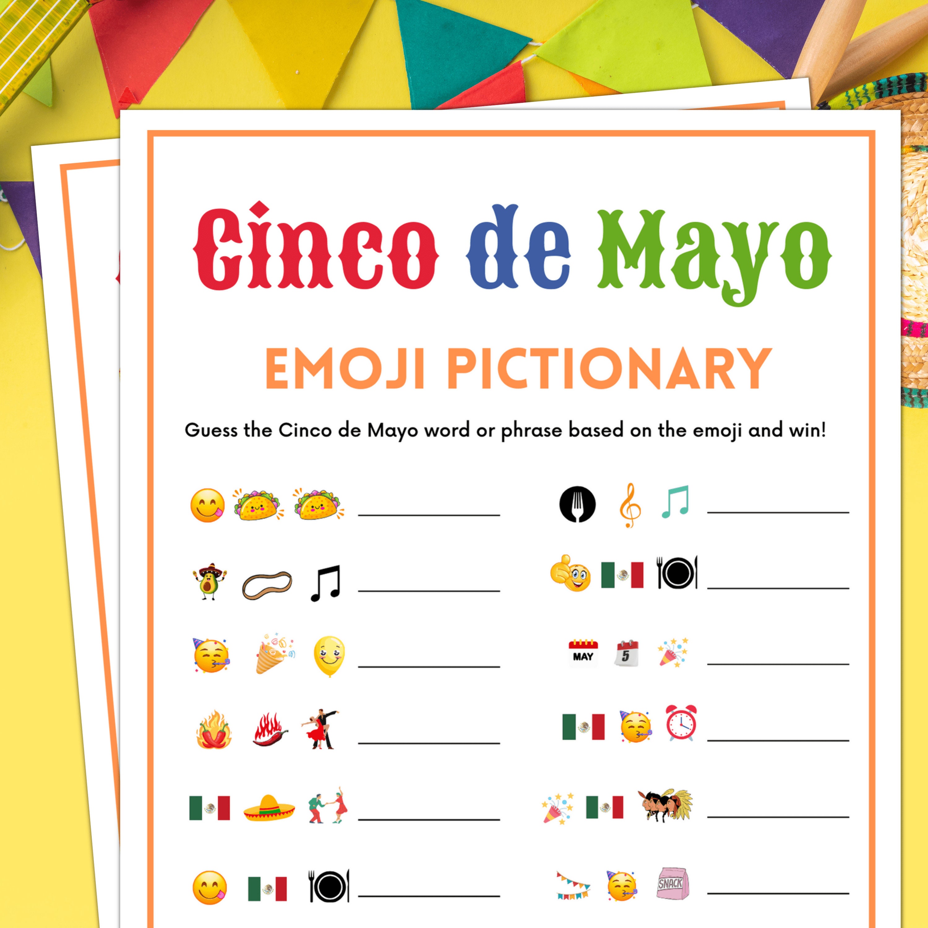 Cinco De Mayo Trivia, EMOJI Pictionary, Cinco De Mayo Party Games for ...