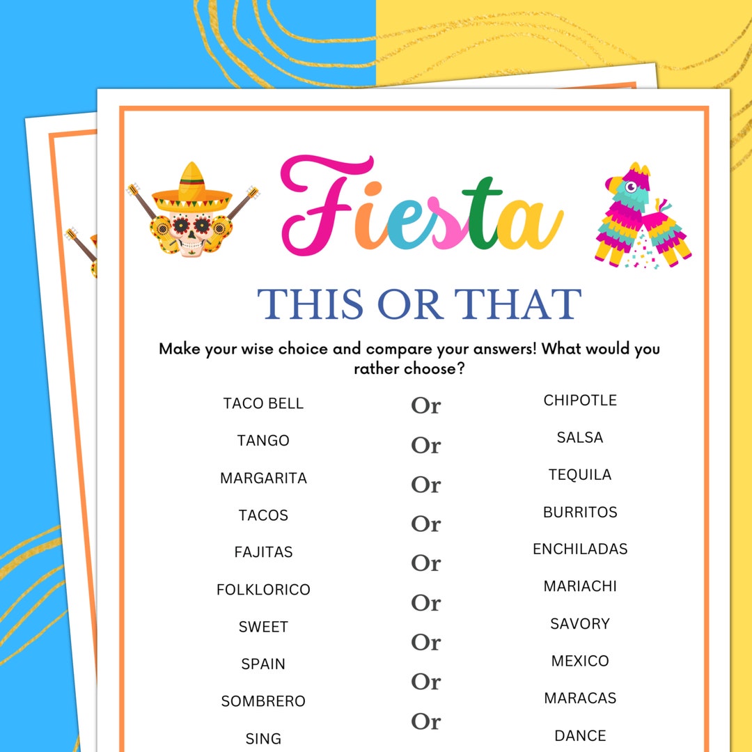Fiesta Games, This or That, Fiesta Party Games, Fiesta Birthday Games ...
