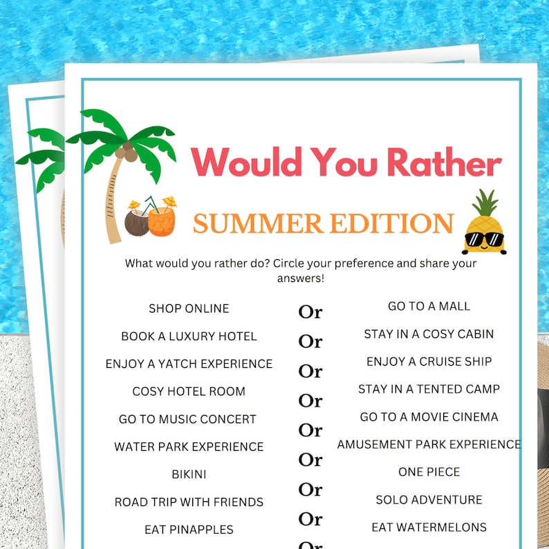 Summer Games, Would You Rather, Summer Party Games, Summertime Games ...
