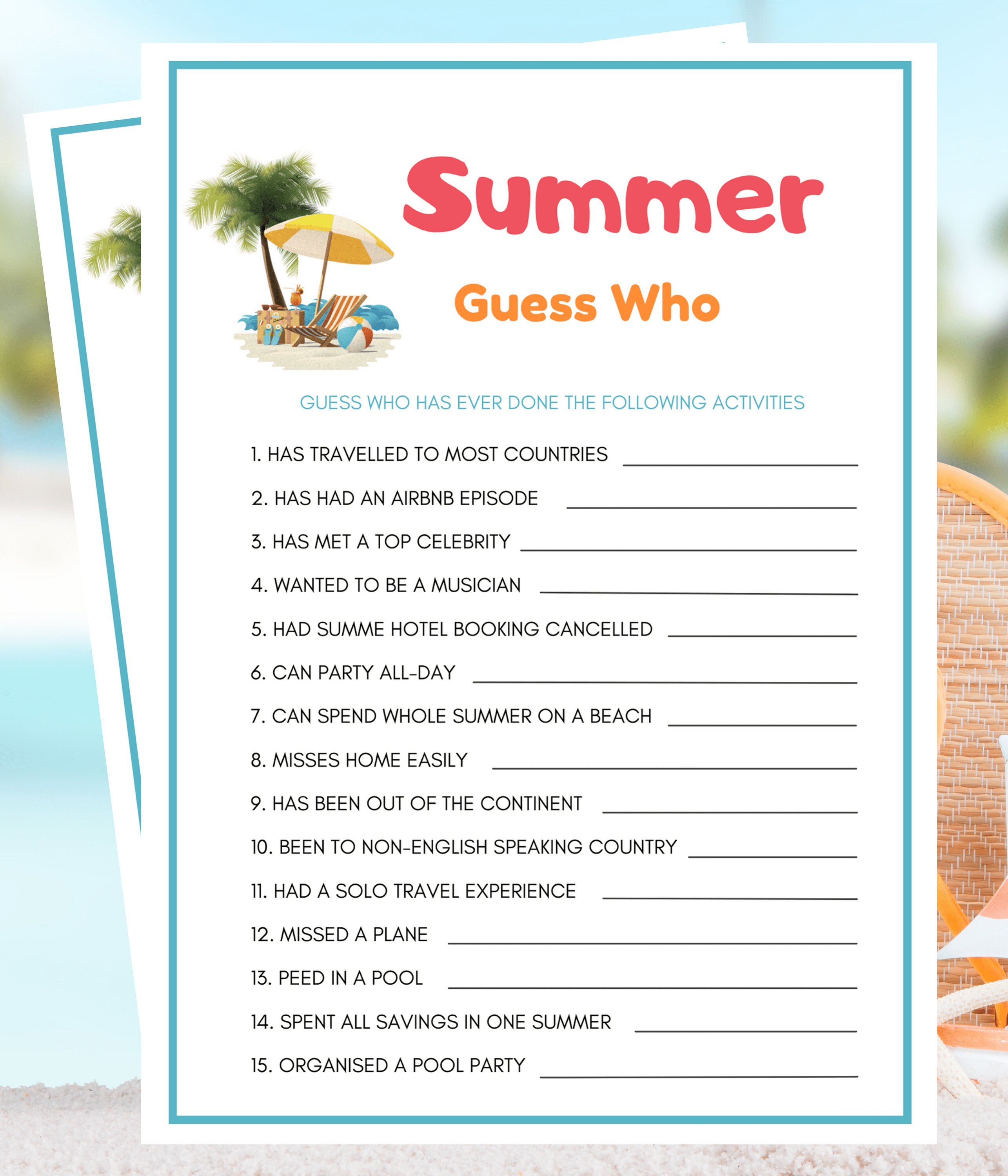 Summer Games, Guess Who, Summer Trivia, Summer Party Games, Summer ...