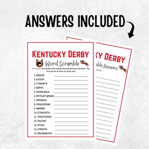 Kentucky Derby Games, Kentucky Derby Word Scramble, Kentucky Derby ...