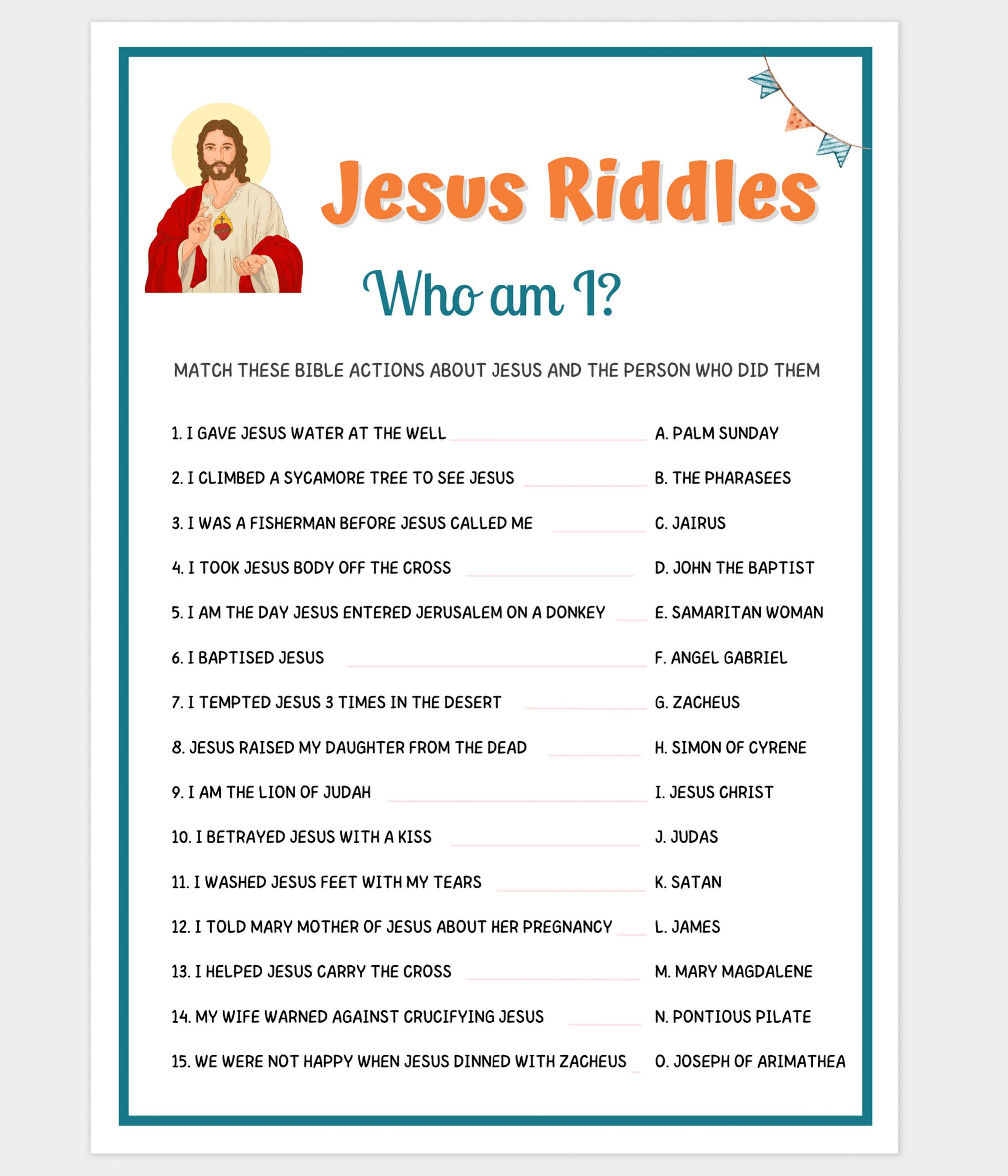 Bible Games for Kids, Jesus Riddles, Sunday School Games, Womens ...
