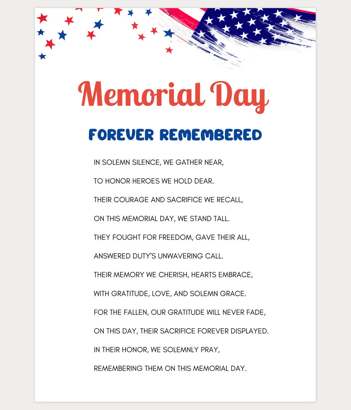 Memorial Day Poem, Memorial Day Games, Memorial Day Party Games ...