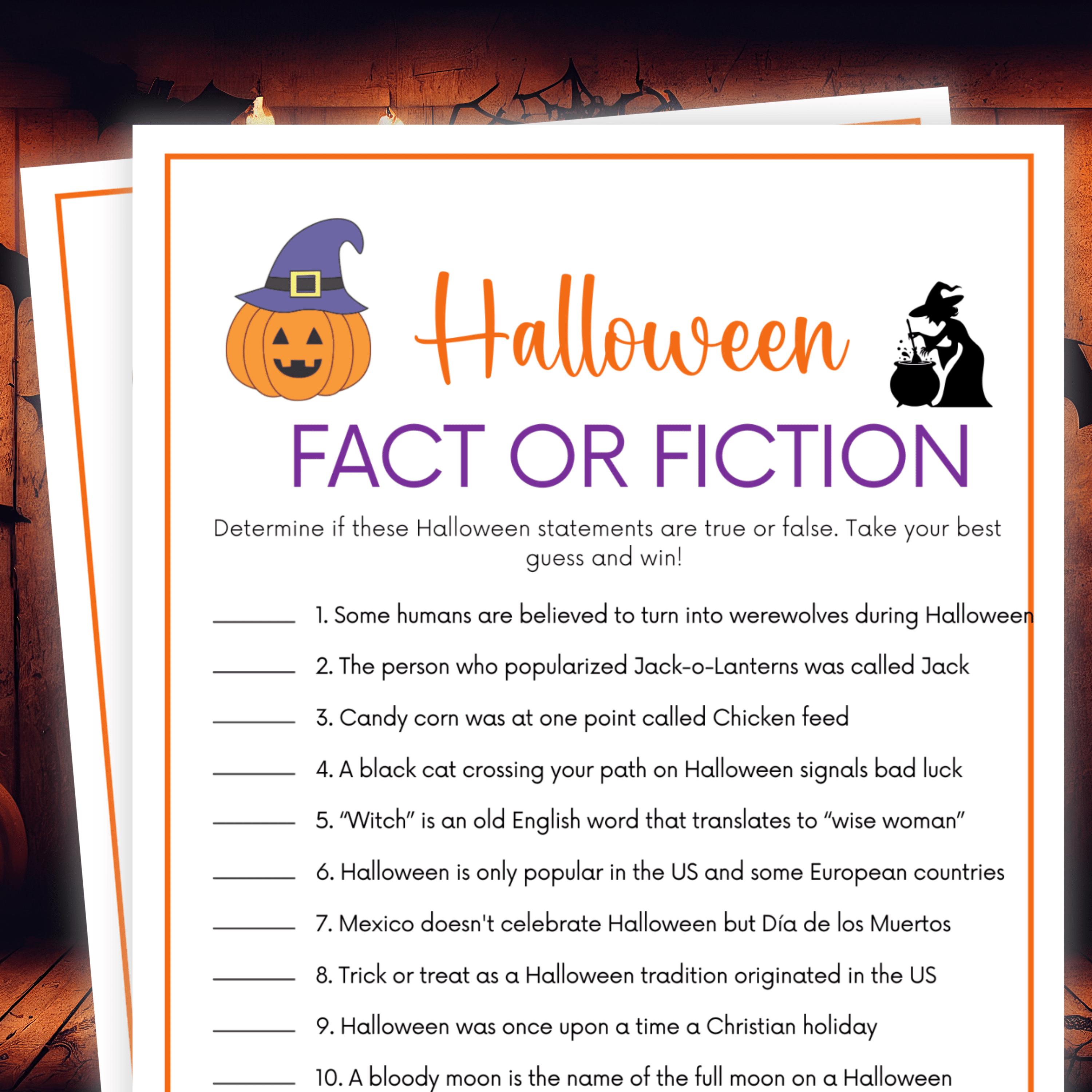 Halloween Games, Fact or Fiction, Halloween Party Games, Halloween ...